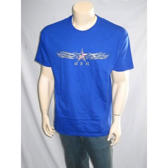 Hanes | Shirts | Hanes Heavyweight Usa T Shirt Mens S Xl Royal Blue ...
